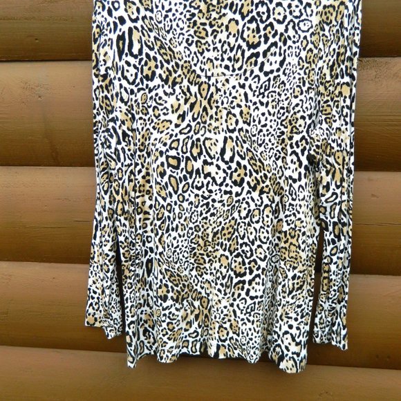 Chico's | Tops | Chicos Cheetah Leopard Print Knit Shirt Womens 2 L ...